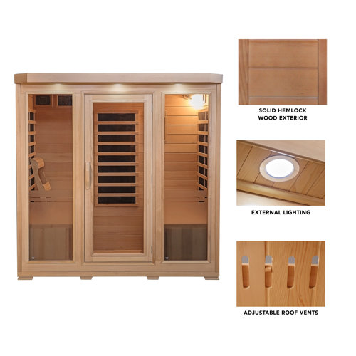 Heatwave Sonoma 4-Person Hemlock Infrared Sauna with 9 Carbon Heaters | Wayfair